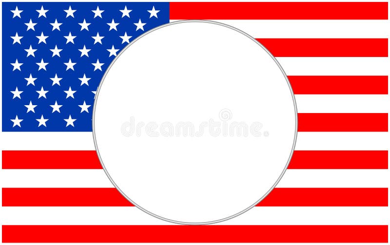 American Flag with Round Border Frame. Stock Vector - Illustration of ...