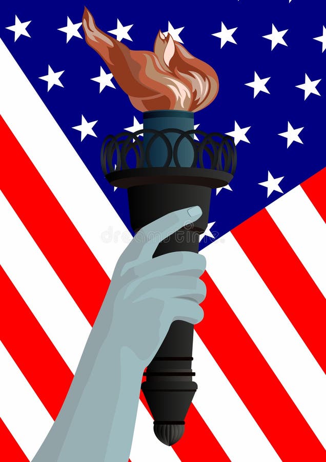 U.S. Flag and a Burning Torch Stock Vector - Illustration of handle ...
