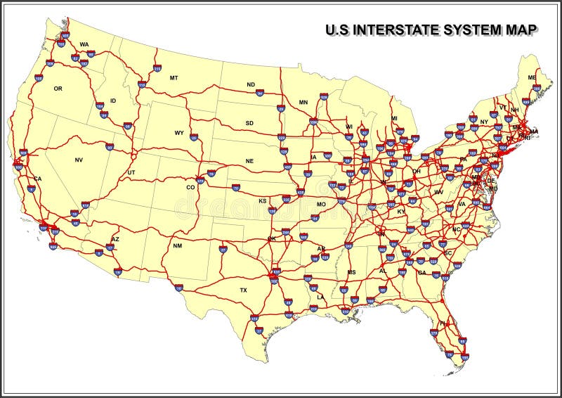 U.S Interstate System Map stock illustration. Illustration of brand ...