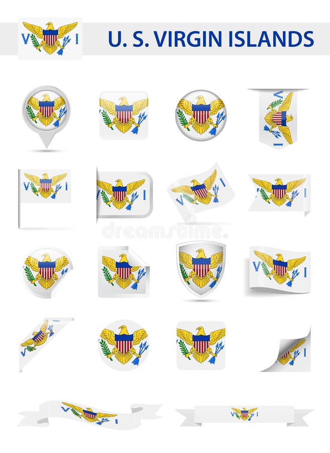 U. S. Virgin Islands Flag Vector Set Stock Illustration - Illustration ...