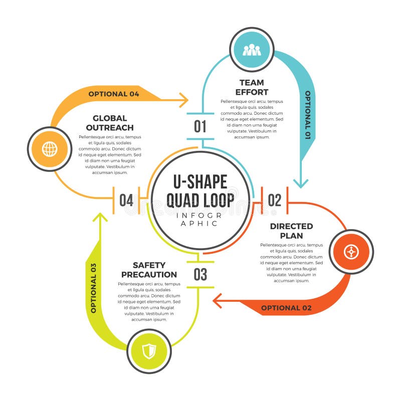 U-Shape Quad Loop Infographic Stock Vector - Illustration of ...