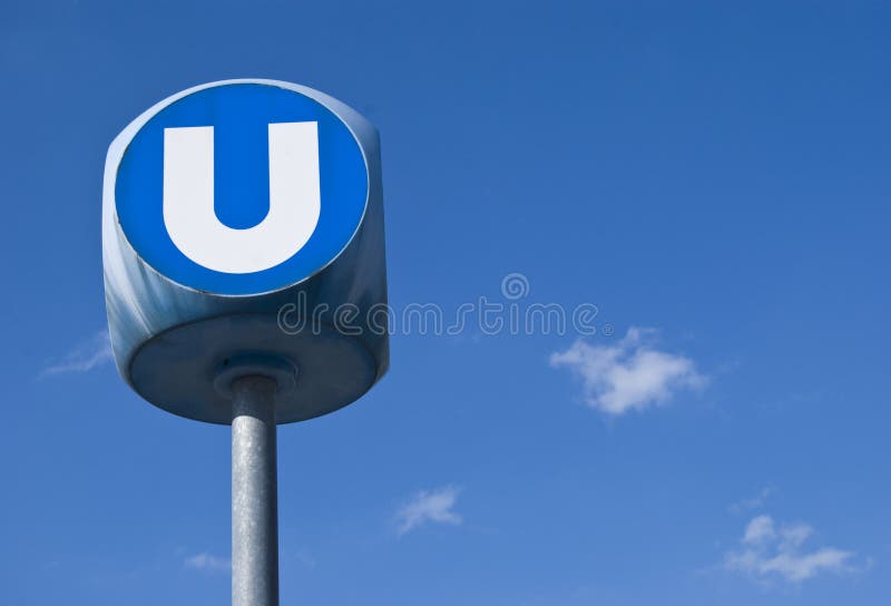 A U sign editorial photo. Image of sign, blue, sunlight - 9787951