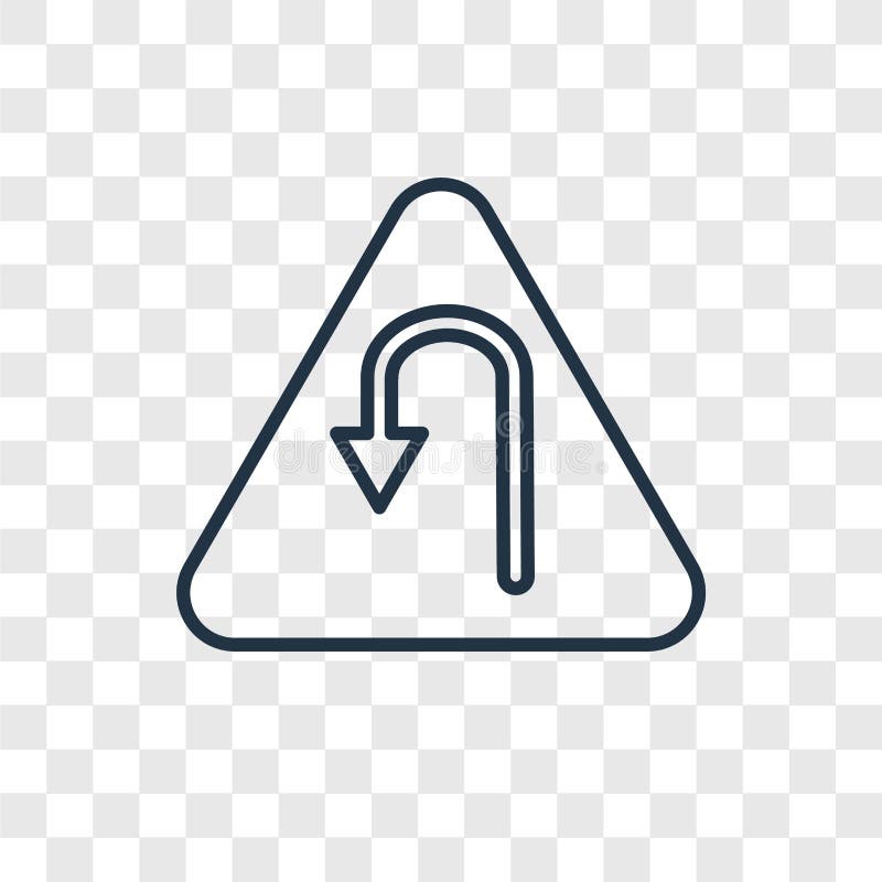 U Turn Concept Vector Linear Icon Isolated on Transparent Background, U ...