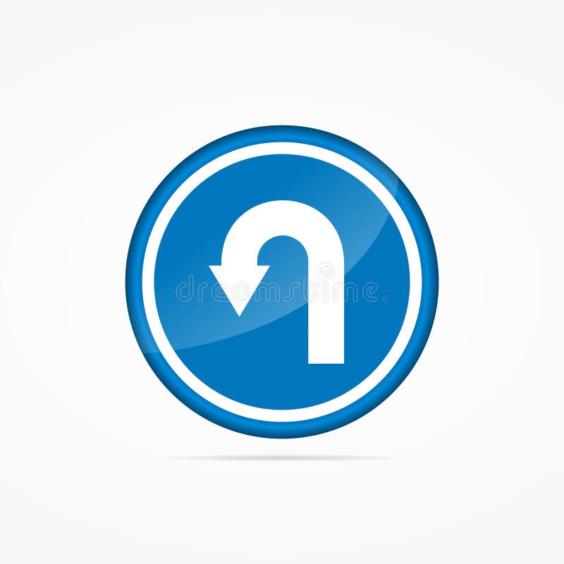 U-Turn Left Traffic Road Sign,Vector Illustration, Stock Vector ...