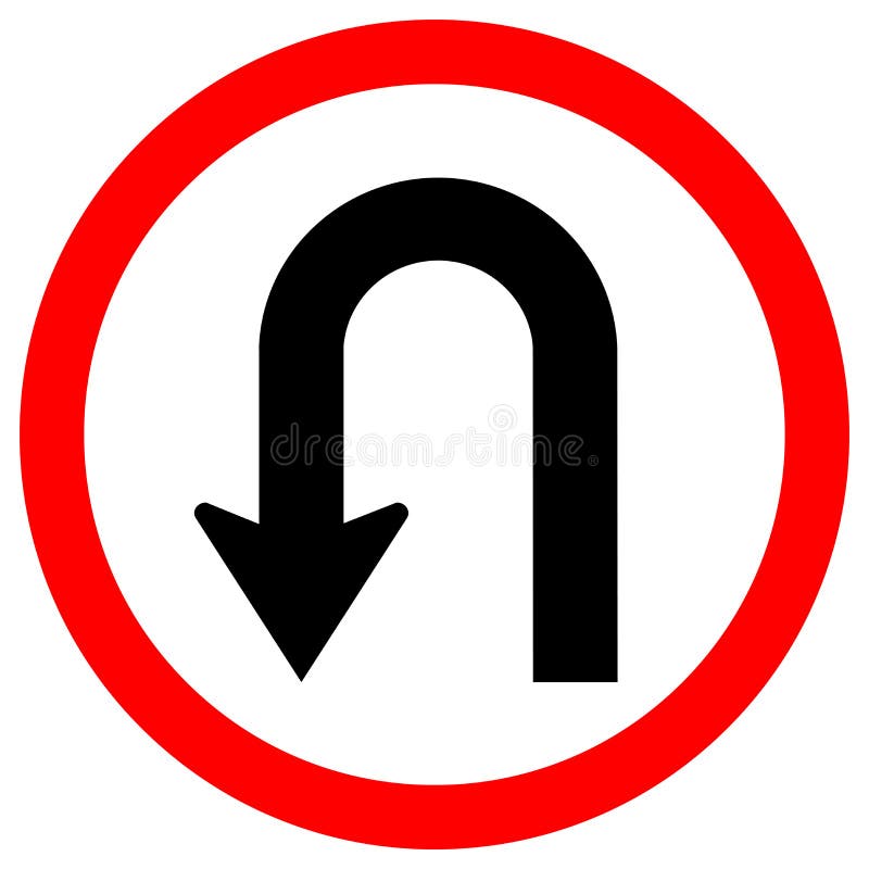 U-Turn Left Traffic Road Sign, Vector Illustration, Isolate on White ...