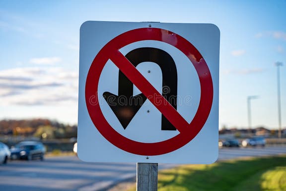 U-turn Prohibited Sign on the Road Stock Photo - Image of policy ...