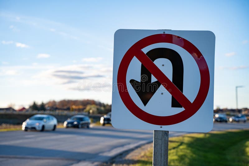 U-turn Prohibited Sign on the Road Stock Image - Image of decision ...