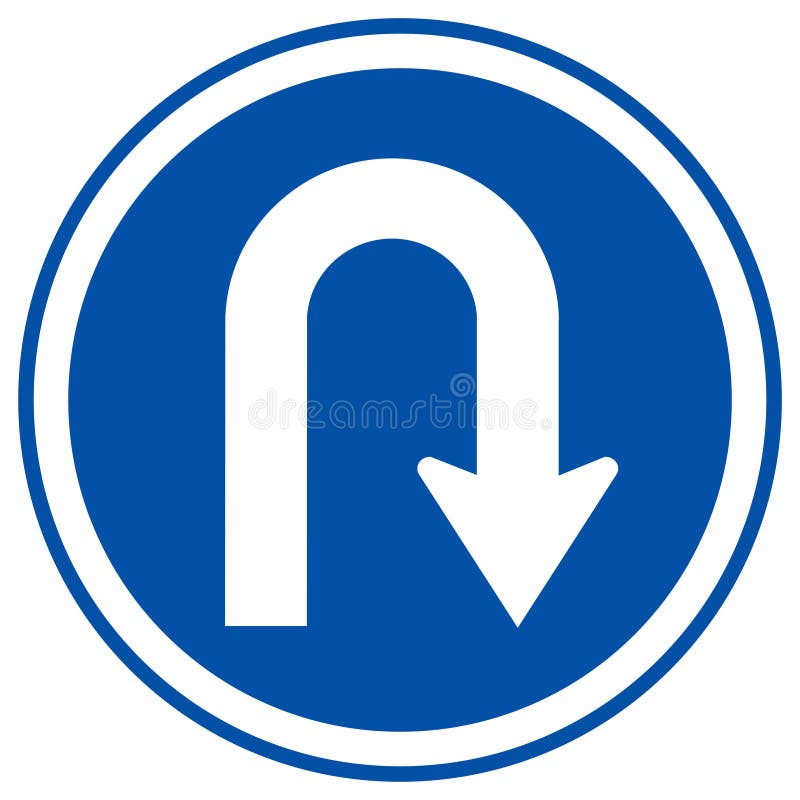U-Turn Right Traffic Road Sign,Vector Illustration, Isolate on White ...