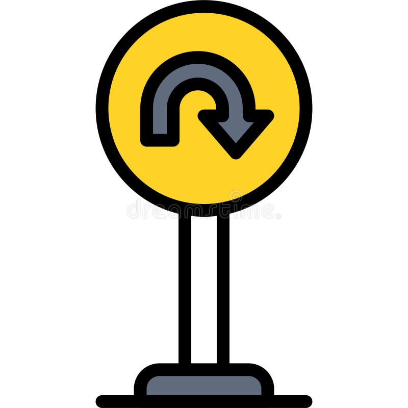 U Turn Sign Icon, Location Map and Navigation Vector Stock Vector ...
