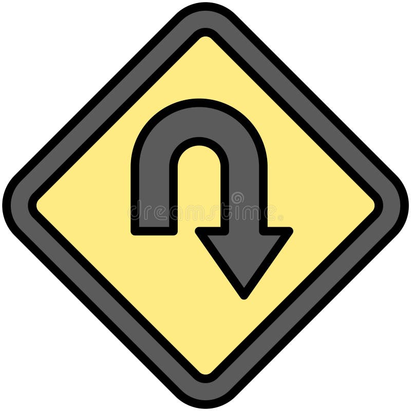 U Turn Sign Icon, Traffic Sign Vector Illustration Stock Vector ...