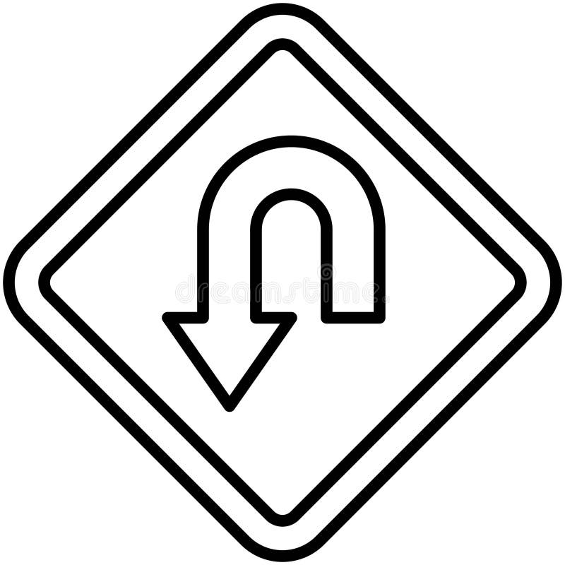 U Turn Sign Icon, Traffic Sign Vector Illustration Stock Vector ...