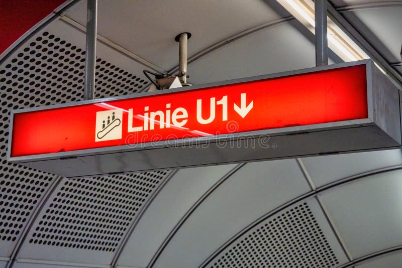 U1 Underground Sign Inside the Subway, Vienna - Austria Stock Photo ...