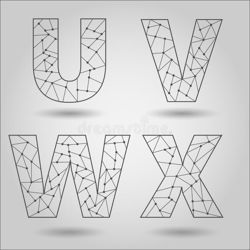 U V W X Vector Mesh Letters, Vector Illustration Stock Vector ...