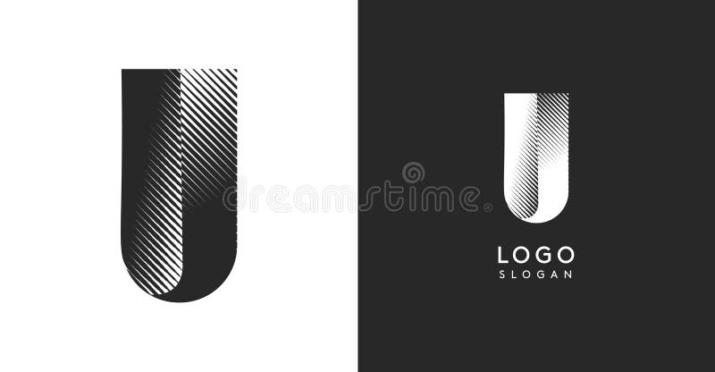 U Vector Letter. Sharp Contrast Monogram Strike Diagonal Hatching for ...
