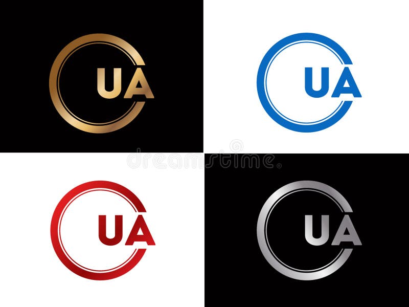 UA Text Gold Black Silver Modern Creative Alphabet Letter Logo Design ...