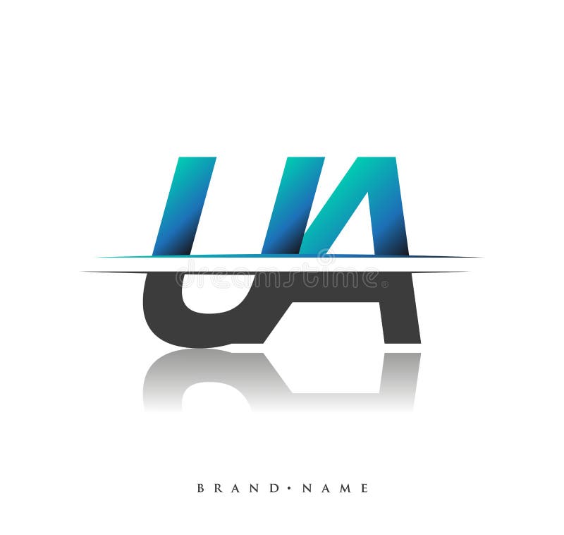 UA Initial Logo Company Name Colored Black and Blue, Simple and Modern ...