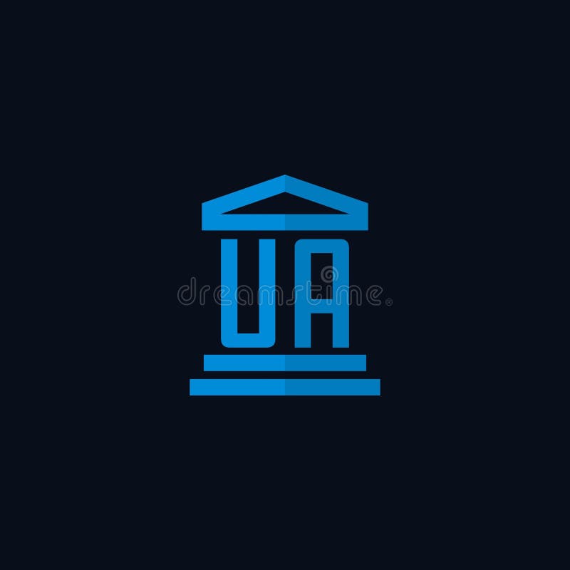 UA Initial Logo Monogram with Simple Courthouse Building Icon Design ...