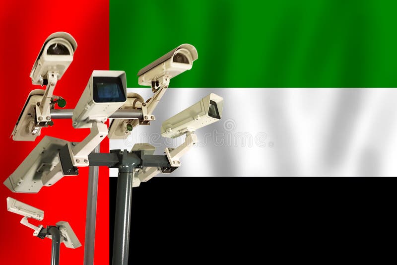 UAE CCTV Camera on the Flag of Unated Arab Emirates Surveillance ...
