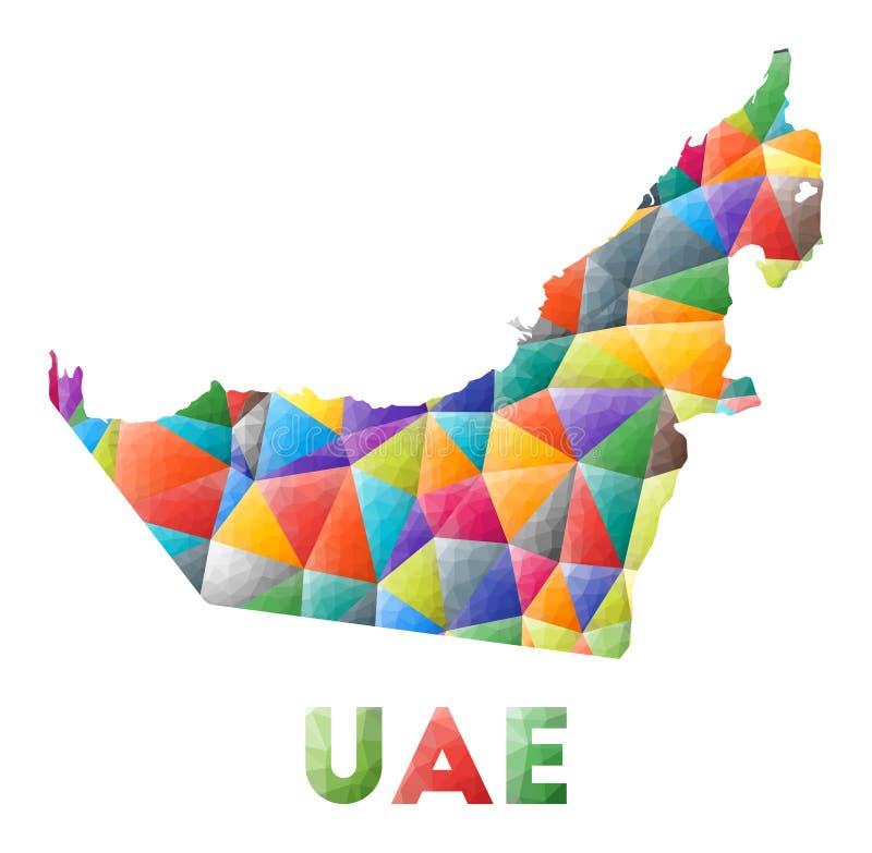 UAE - Colorful Low Poly Country Shape. Stock Vector - Illustration of ...