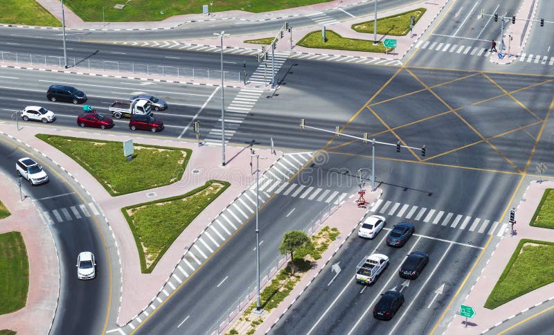 ,UAE - 07.22.2021 Cross Road Junction from Above. Street Editorial ...
