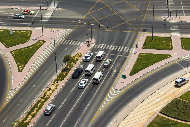 ,UAE - 07.22.2021 Cross Road Junction from Above. Street Editorial ...