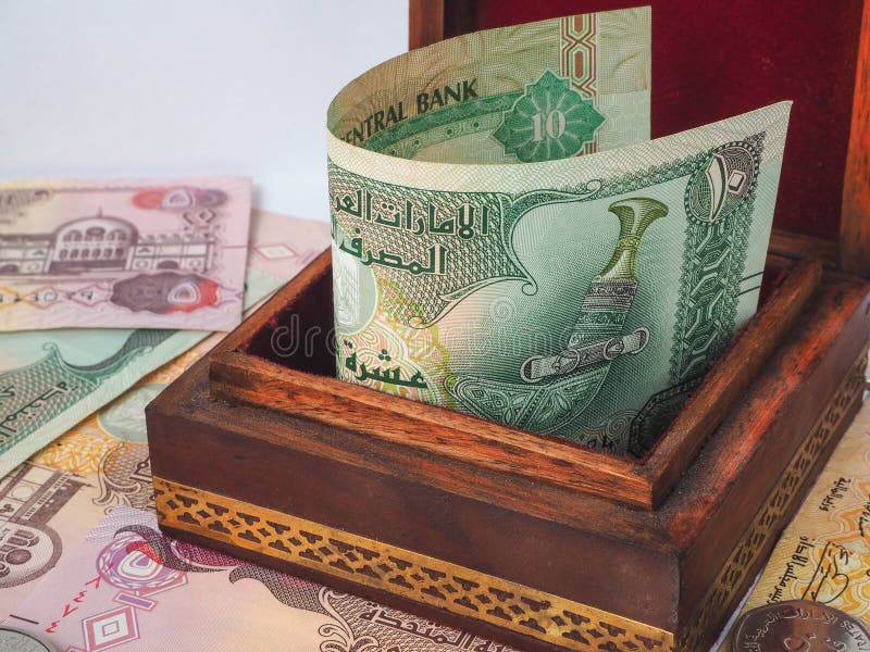 UAE Dirham Currency Notes and Coins. Stock Photo - Image of banking ...