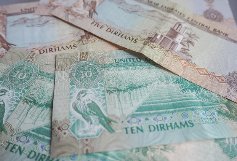 UAE Dirham Currency Notes and Coins. Stock Image - Image of money ...