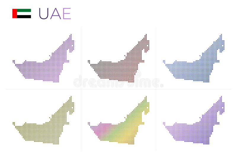 UAE dotted map set. stock vector. Illustration of collection - 268056679