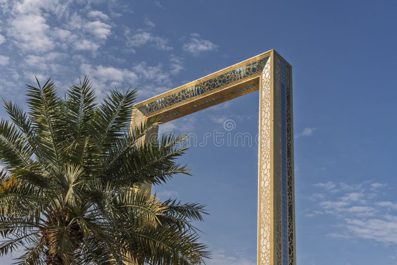 UAE - Dubai - the Frame - Iconic Landmark with Palm Tree Silhouette ...