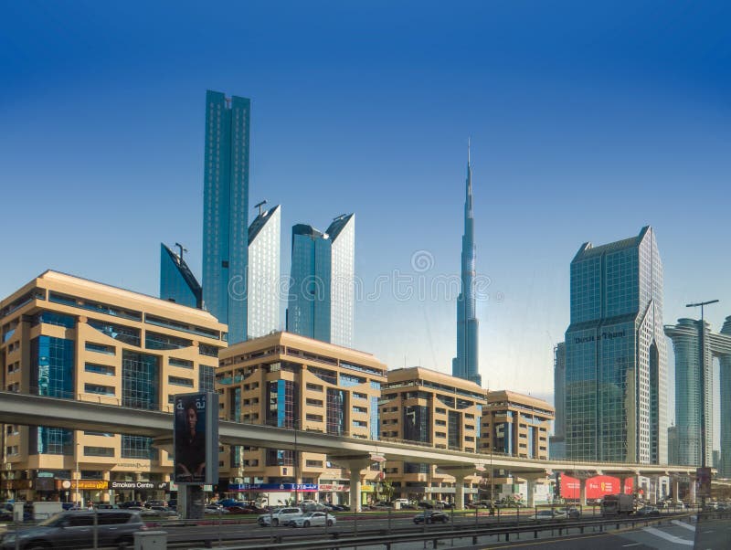 UAE, Dubai. View of Sheikh Zayed Road Editorial Stock Photo - Image of ...