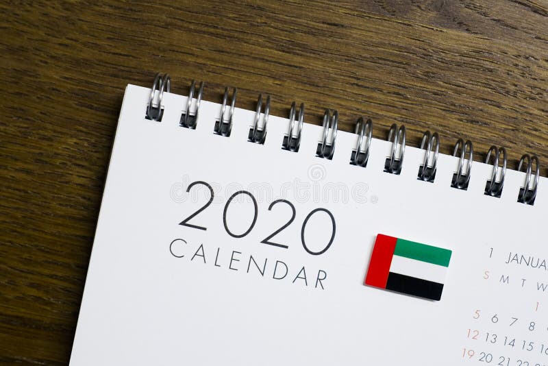UAE Flag on 2020 Calendar stock photo. Image of holiday - 151073284