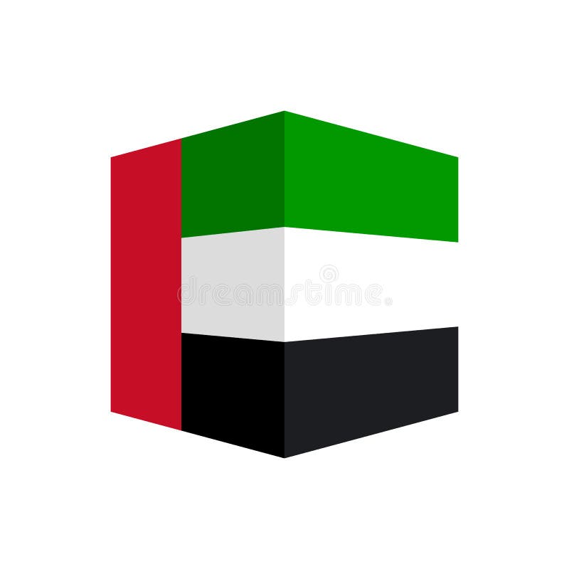 UAE Flag Cube Shape Icon Isolated on White Background Stock ...