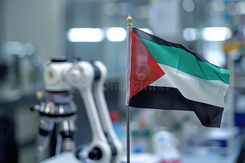 UAE Flag in Modern Laboratory Highlighting Innovation and Robotics for ...