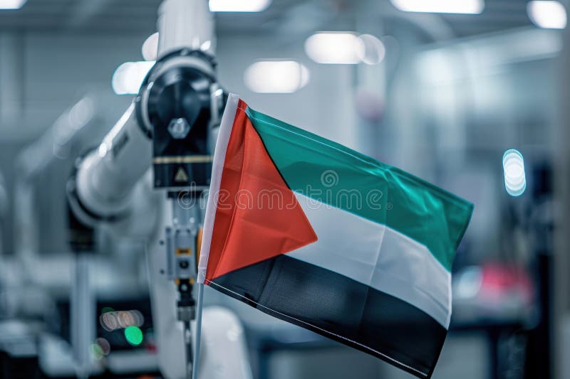 UAE Flag in Modern Laboratory Highlighting Innovation and Robotics for ...