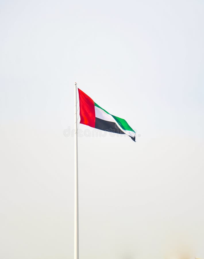 UAE Flag - United Arab Emirates (UAE) Flag Flying on the Sky. Flag of ...