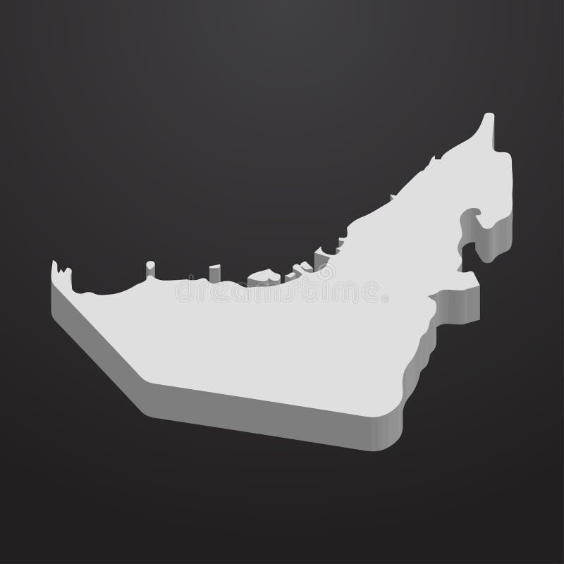 UAE Map in Gray on a Black Background 3d Stock Illustration ...