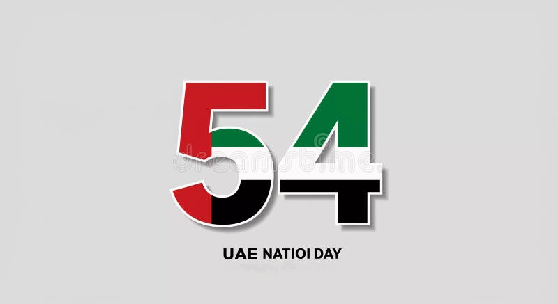UAE National Day: Number 54 Stylized with the National Flag S Colors ...