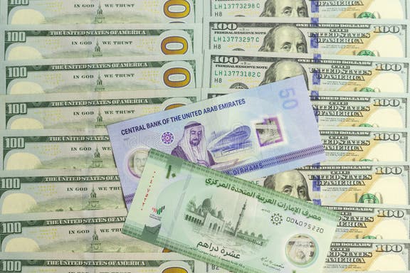 UAE New 50 Dirham and New 10 Dirham Polymer Bank Notes Over a New US ...