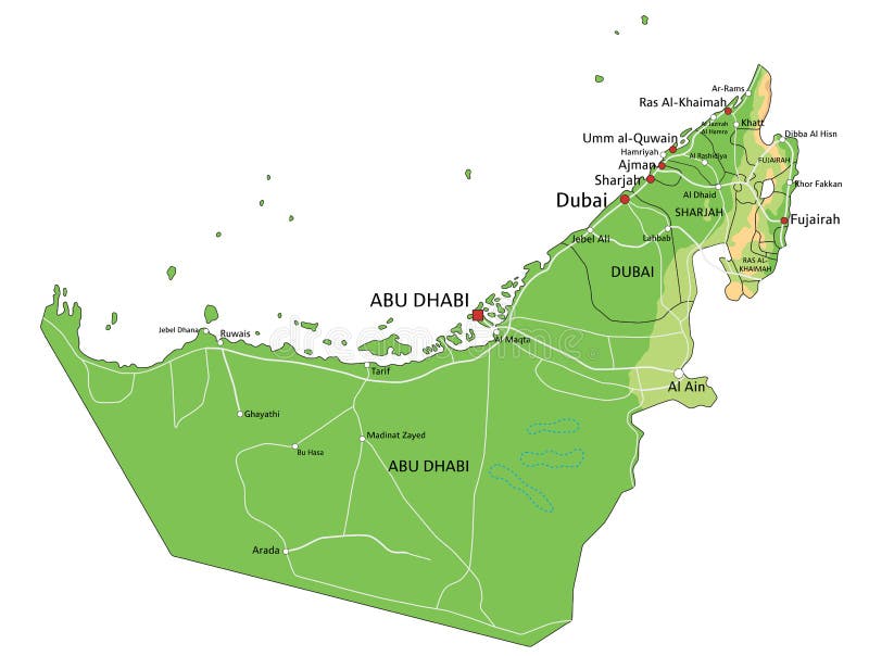 Arab Emirates Shaded Relief Map Stock Illustrations – 13 Arab Emirates ...