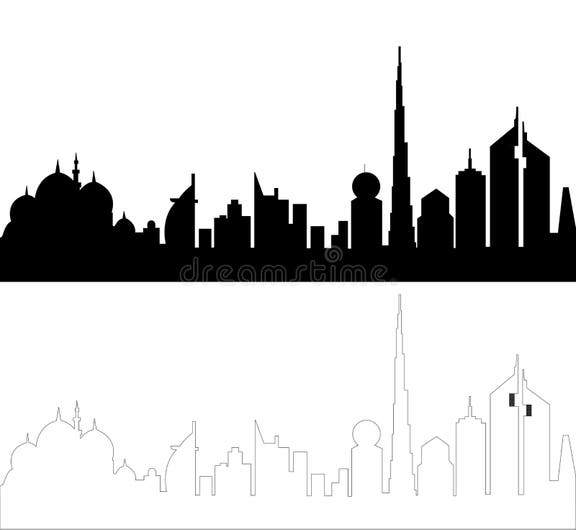 Dubai Skyline Outline Stock Illustrations – 1,012 Dubai Skyline Outline ...