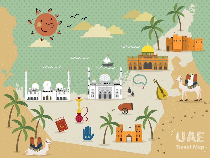 UAE travel concept map stock illustration. Illustration of design ...