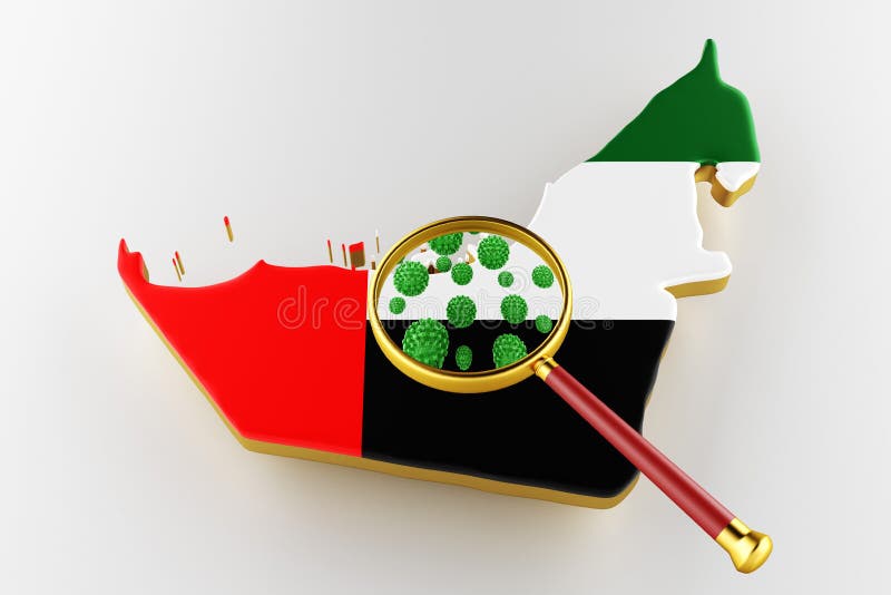 Uae vlag op kaart 3d geeft stock illustratie. Illustration of ...
