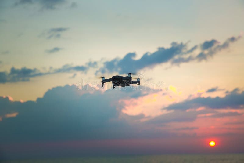 Drone Copter Flying with Digital Camera.Drone with High Resolution ...