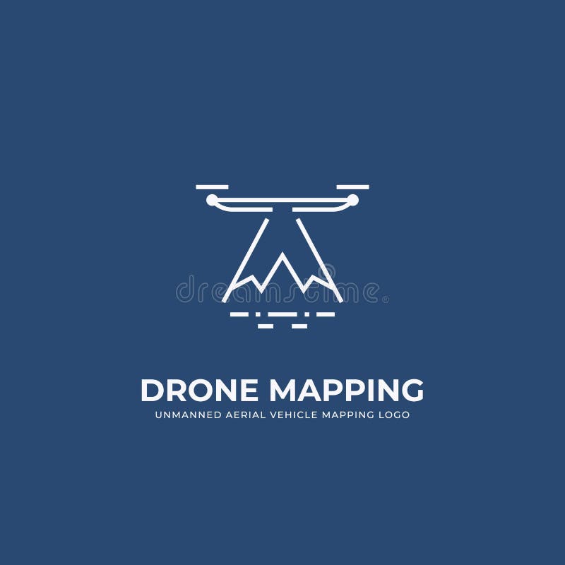 UAV Drone Landscape Mapping Logo in Monoline Line Style Symbol Icon ...
