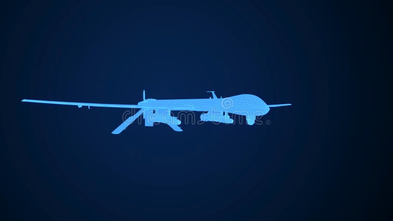 UAV IHA Predator Reaper Plane Wireframe Glowing 3D Rendering Stock ...
