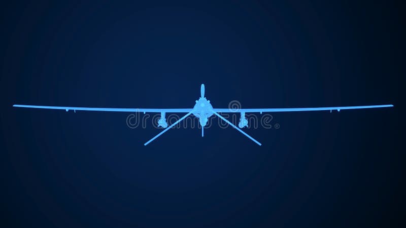 UAV IHA Predator Reaper Plane Wireframe Glowing 3D Rendering Stock ...