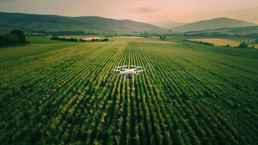 UAV Mapping of Agricultural Land Stock Illustration - Illustration of ...