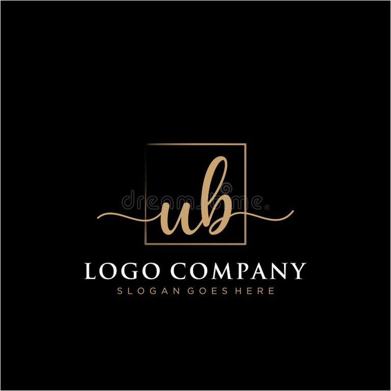 UB Initial Handwriting Logo with Rectangle Template Vector Stock Vector ...