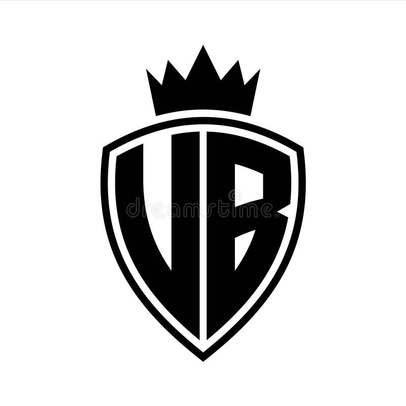 UB Letter Monogram Shield and Crown Outline Shape with Black and White ...