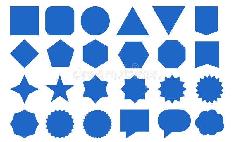 Geometric Shapes with Labels. Set of 24 Different Basic Shapes ...
